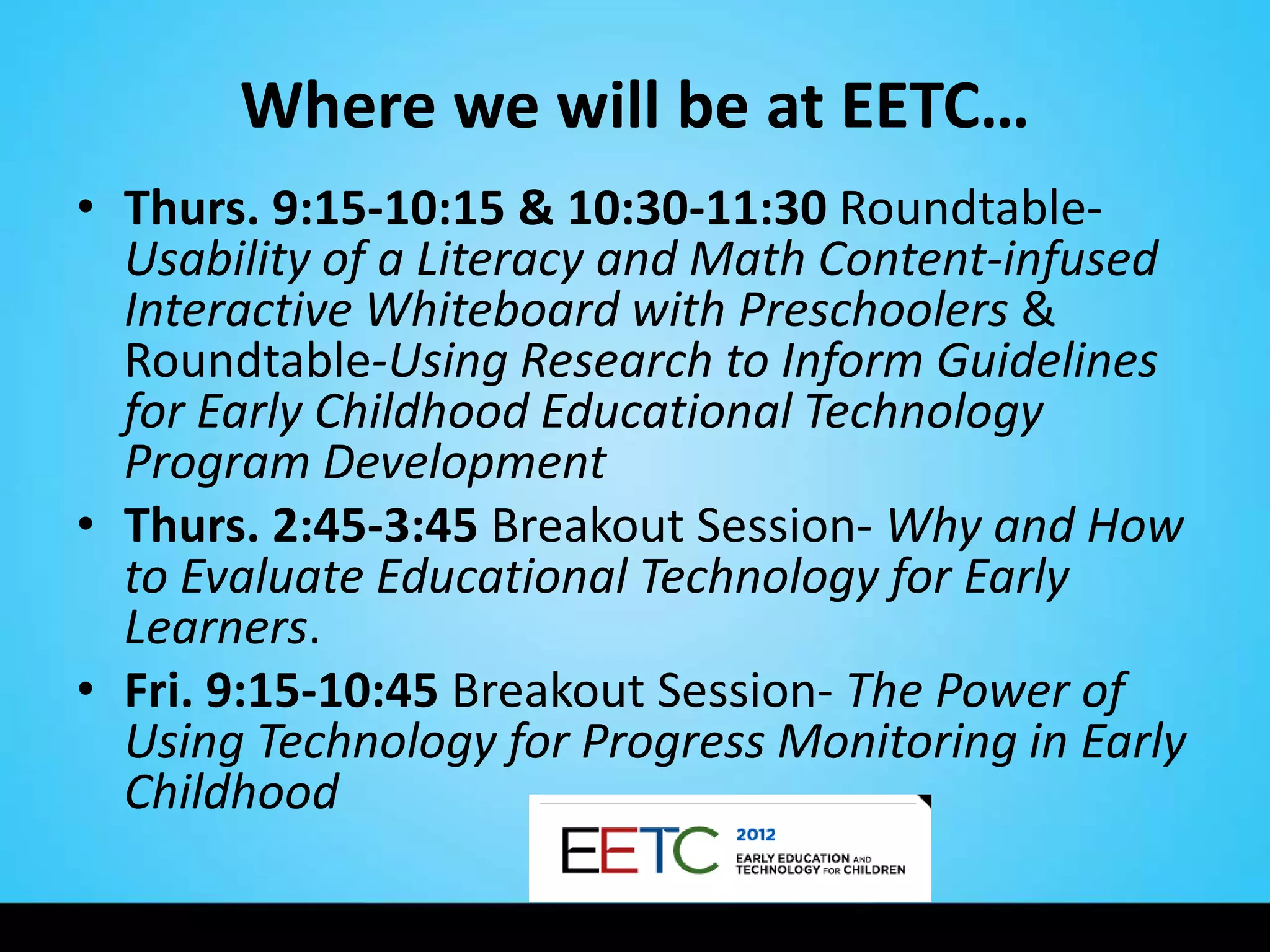 Technology For Progress Monitoring EETC 2012 | PPTX