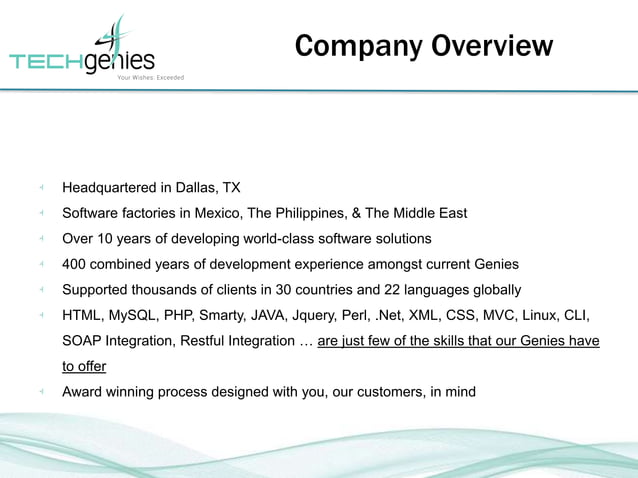 TechGenies Company Overview | PPT