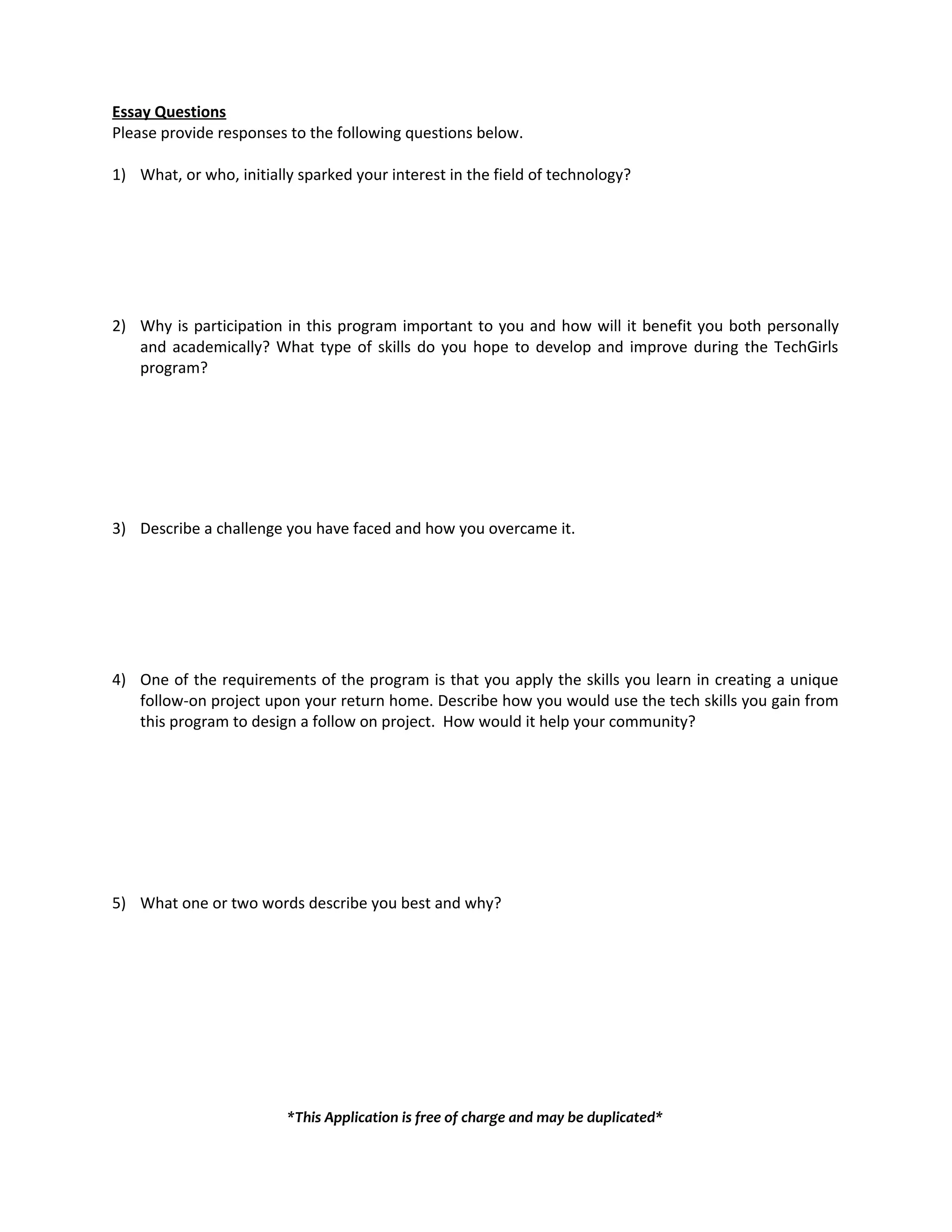 Tech girls application form 2016 | DOC