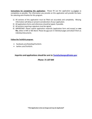 Tech girls application form 2016 | DOC