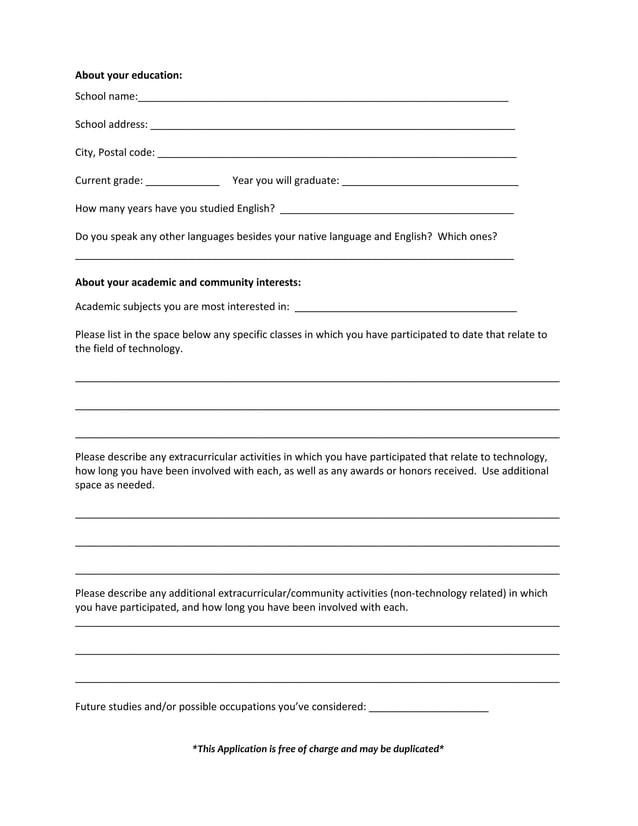 Tech girls application form 2016 | DOC | Secondary Education | Education