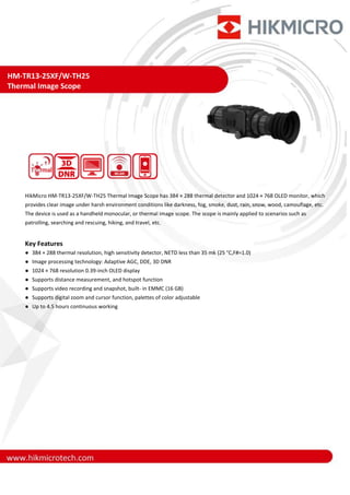 Techical data | Hikmicro Thunder TH25 | Optics Trade | PDF