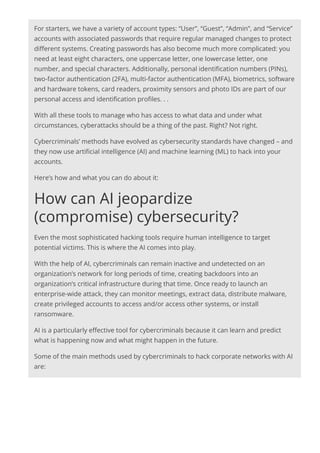 How AI used in cybersecurity | PDF | Internet | Computing
