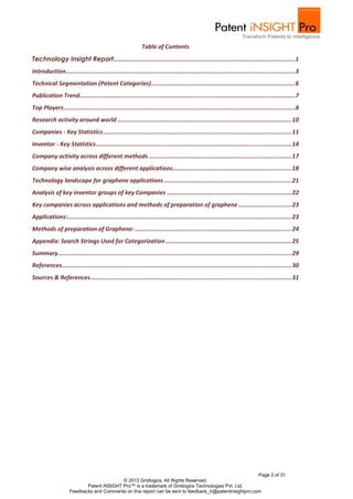 Graphene - Patent analysis report | PDF