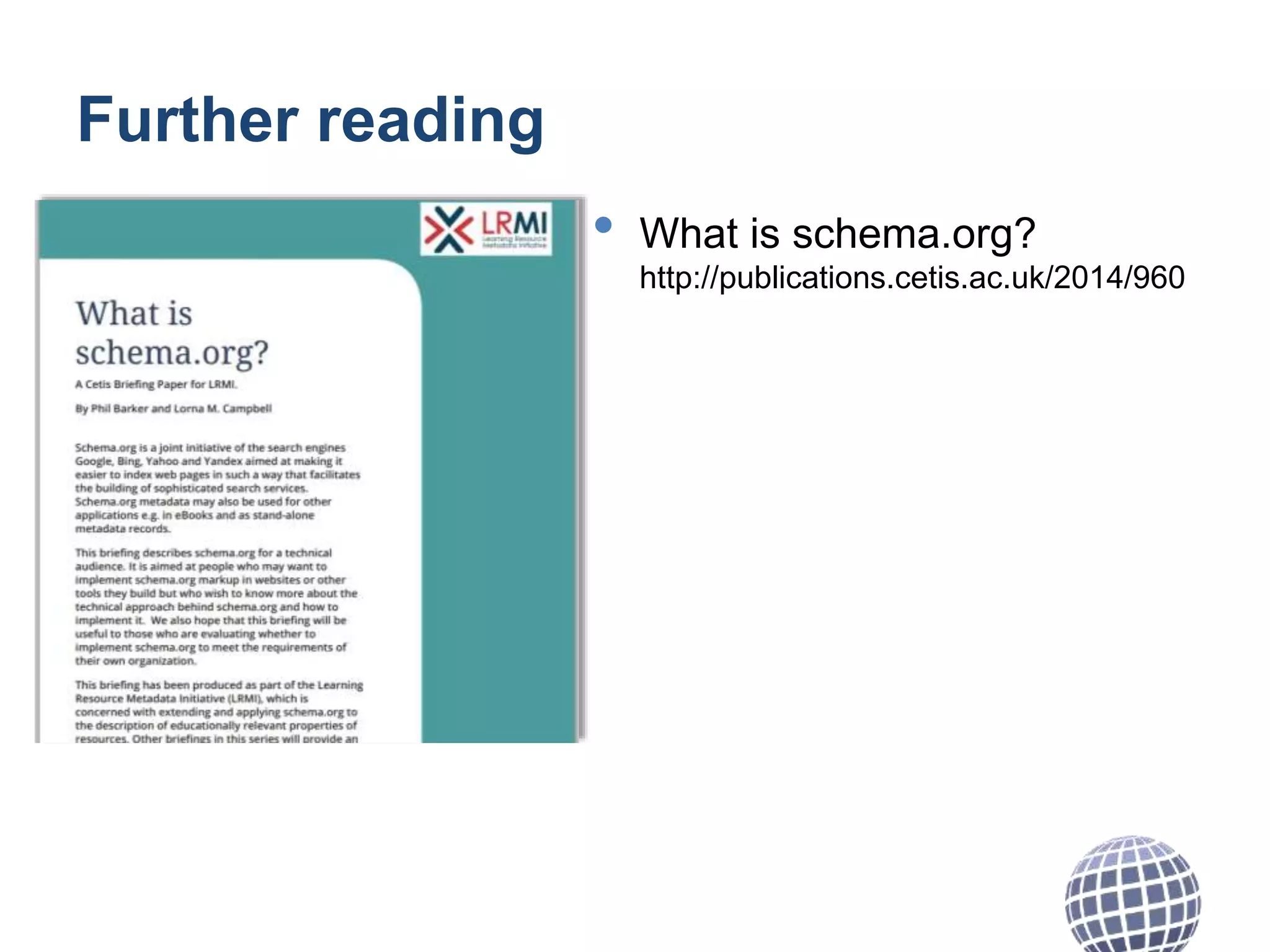 LRMI: using schema.org to describe educational resources | PPTX
