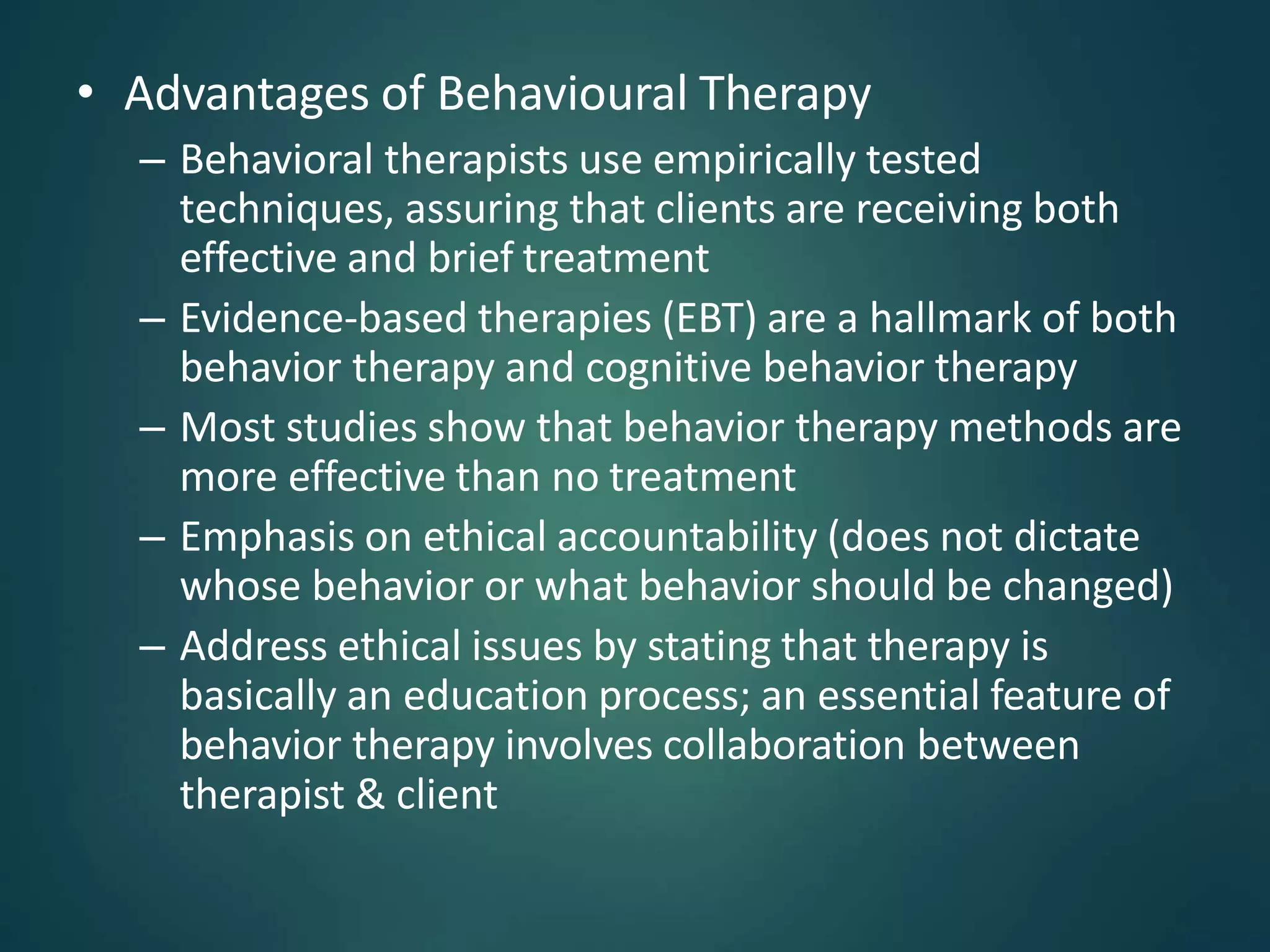 Techiques of behavior therapy | PPTX