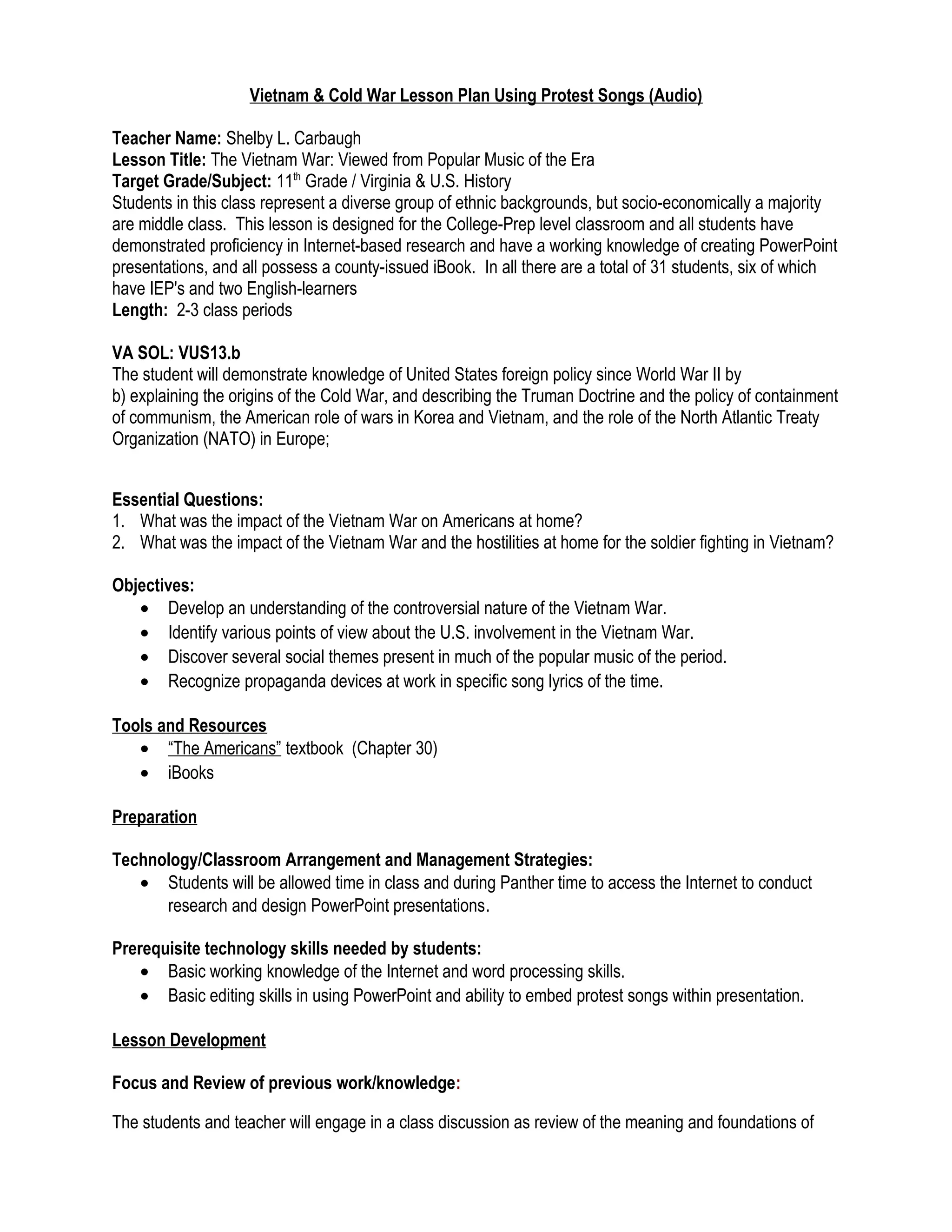 Tech Lesson (Audio) Protest Songs Vietnam | DOC