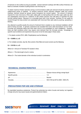 Techlube FO Fibre Optic & Sub-Duct Cable Pulling Lubricant | PDF
