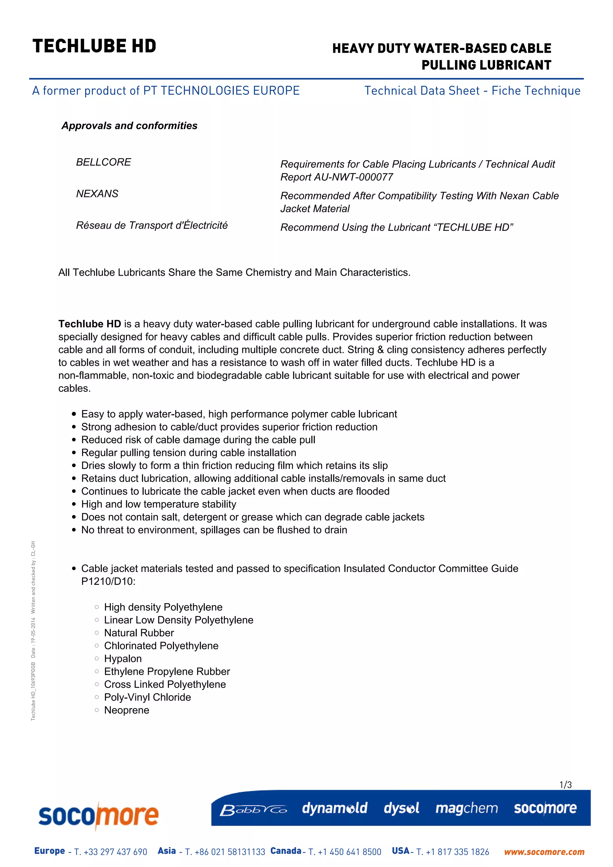 Techlube HD Heavy Duty Cable Pulling Lubricant | PDF