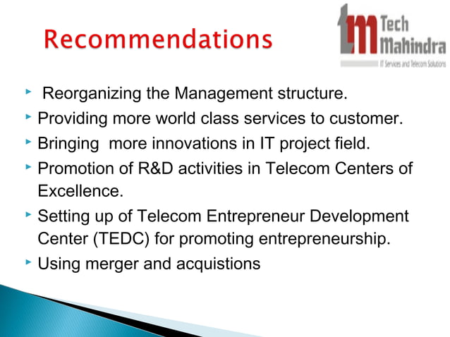 Tech mahindra | PPT | Telecommunications Industry | Industries