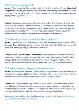 Tech Mahindra Interview Questions By ScholarHat | PDF