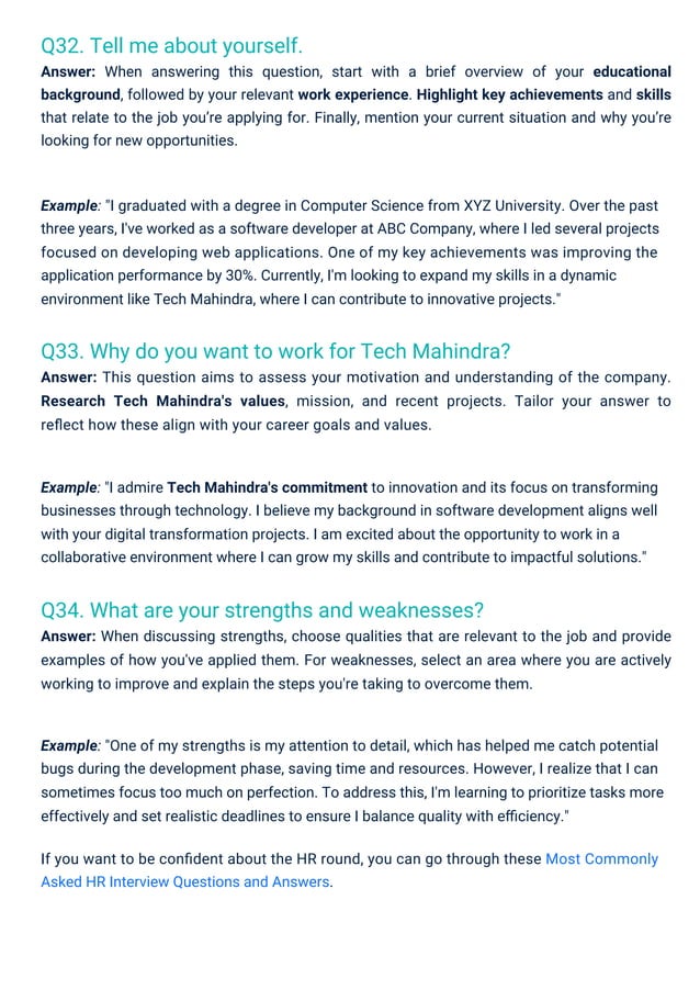 Tech Mahindra Interview Questions By ScholarHat | PDF