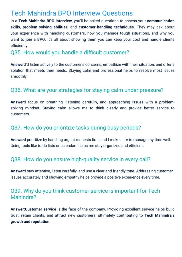 Tech Mahindra Interview Questions By ScholarHat | PDF