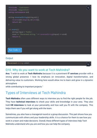 Tech Mahindra Interview Questions By ScholarHat | PDF