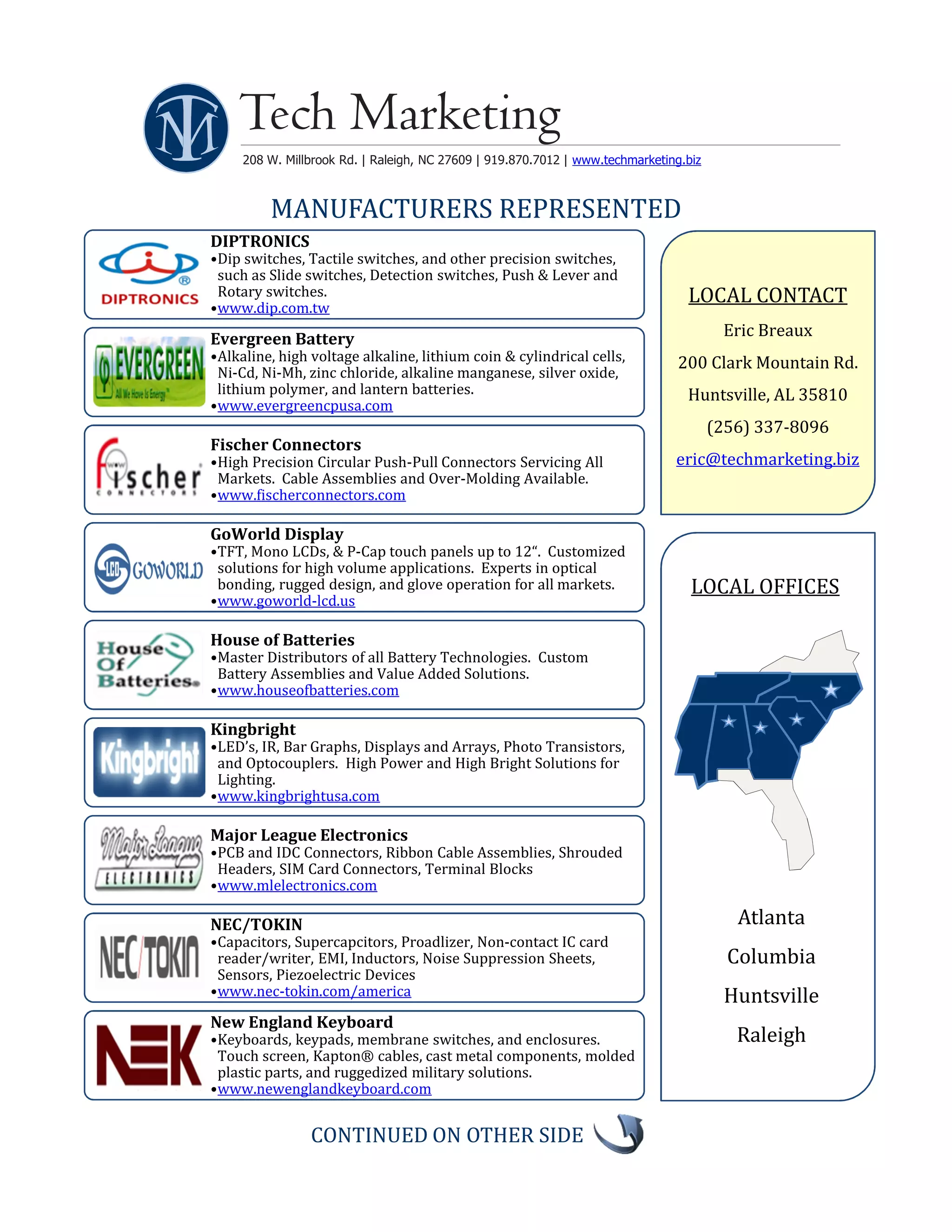 Tech Marketing Linecard | Eric Breaux | PDF