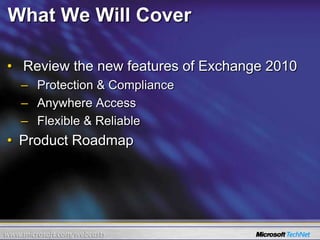 TechNet Webcast: Exchange 2010 Overview | PPT