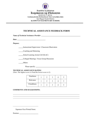 Technical-assistance-feedback-form-educational material | DOCX