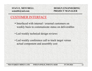Technical Career Profile Of Stan E. Mitchell | PPT