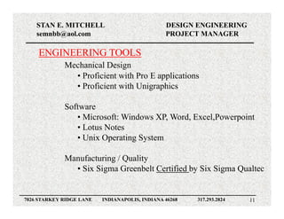 Technical Career Profile Of Stan E. Mitchell | PPT