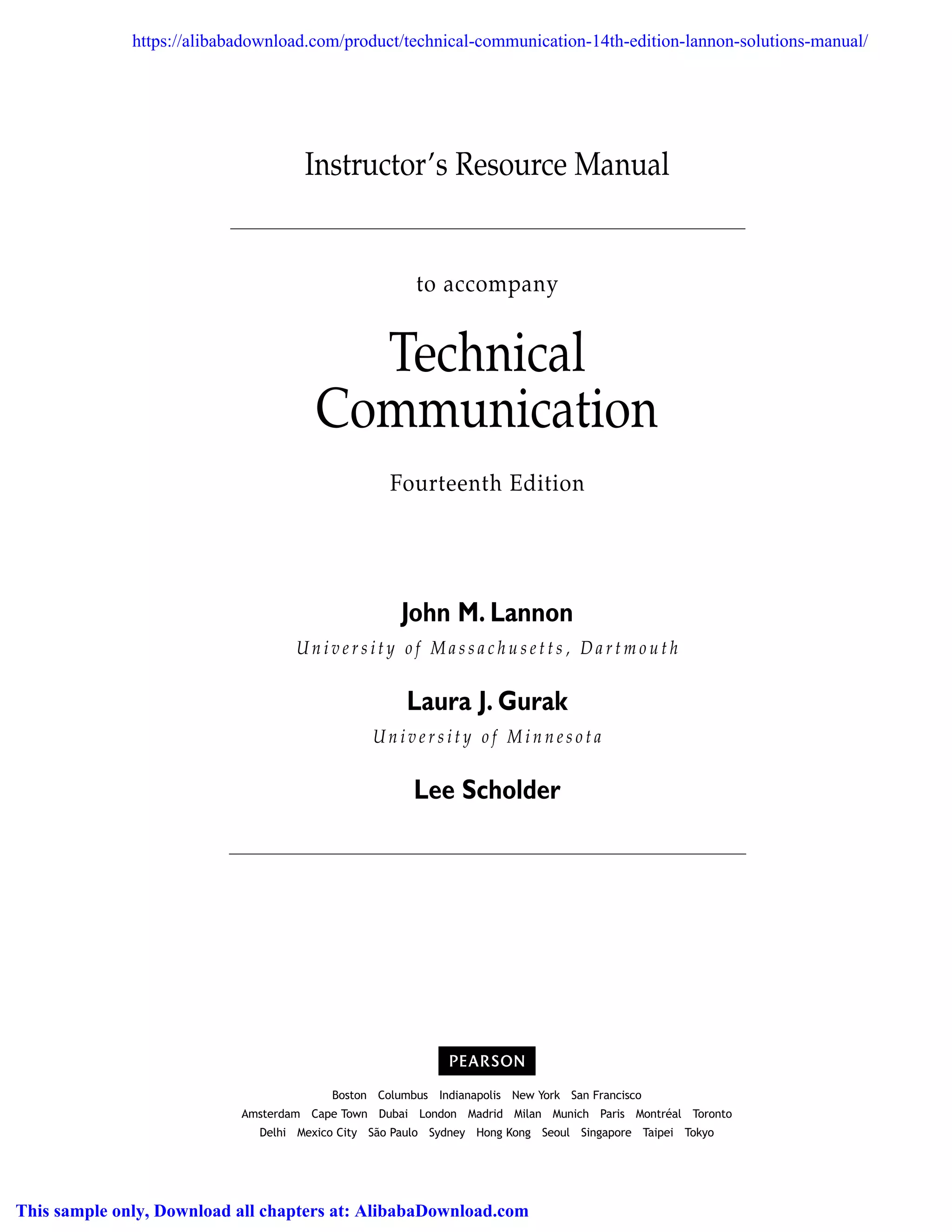 Technical Communication 14th Edition Lannon Solutions Manual | PDF