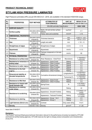 Technical datasheet-hpl | PDF
