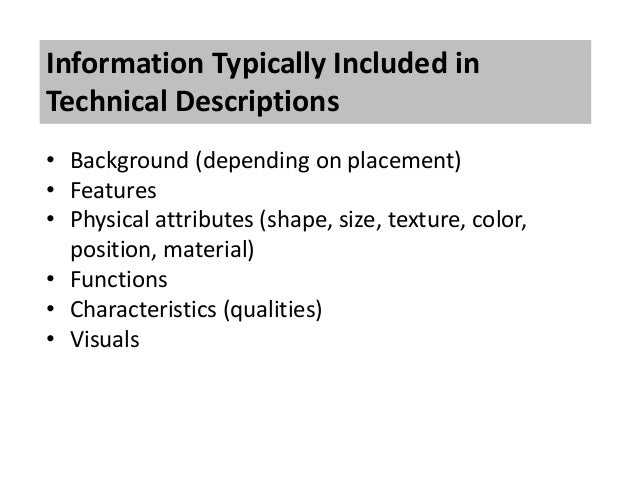 Descriptions in Technical Writing