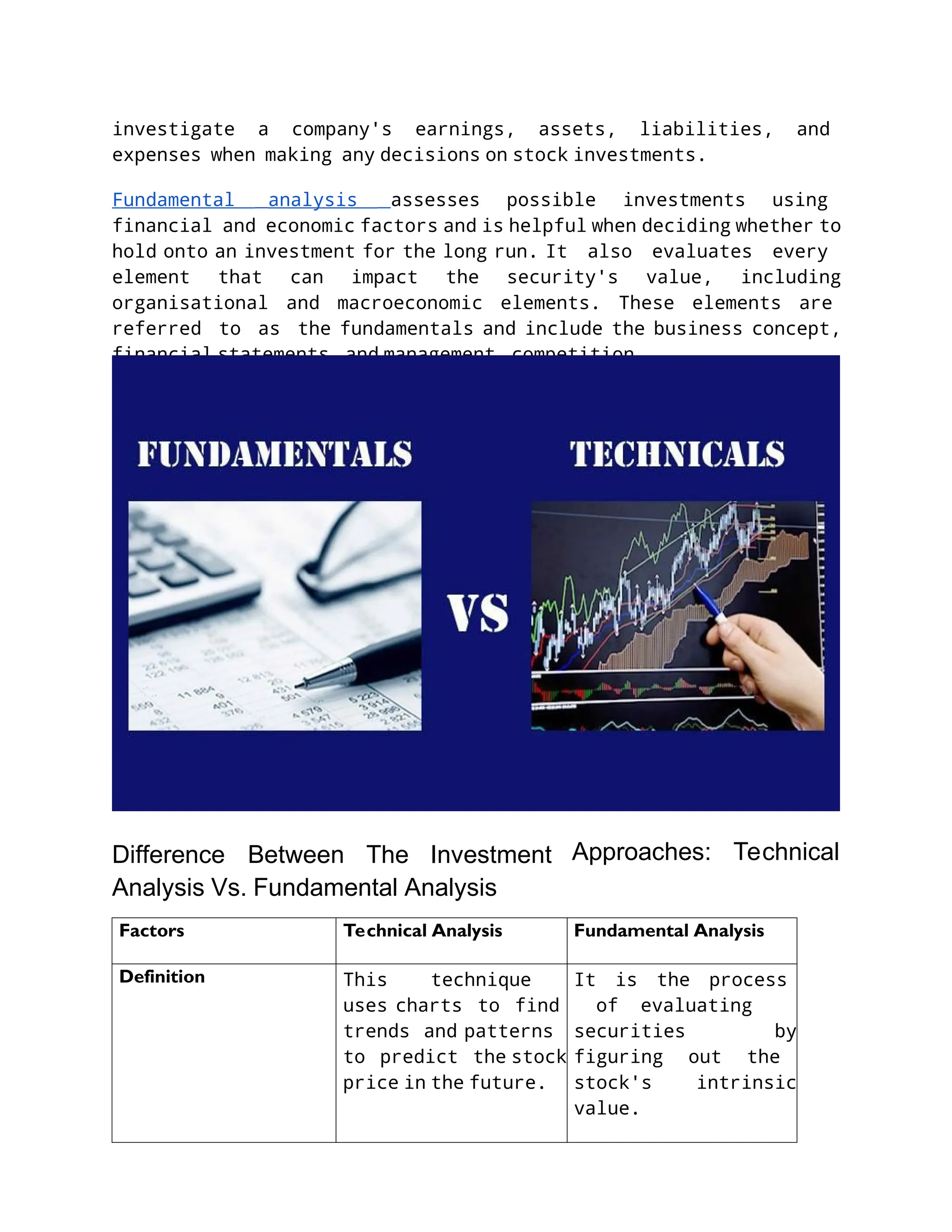 Technical Analysis Vs. Fundamental Analysis_ Understanding Different Investment Approaches | PDF