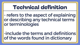 TECHNICAL AND OPEARTIONAL DEFINITION PPT | PPTX