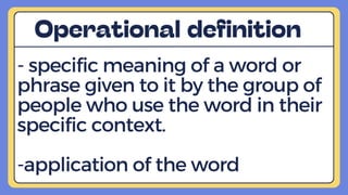 TECHNICAL AND OPEARTIONAL DEFINITION PPT | PPTX