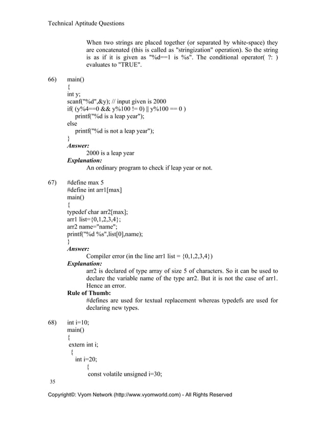 Technical aptitude questions
