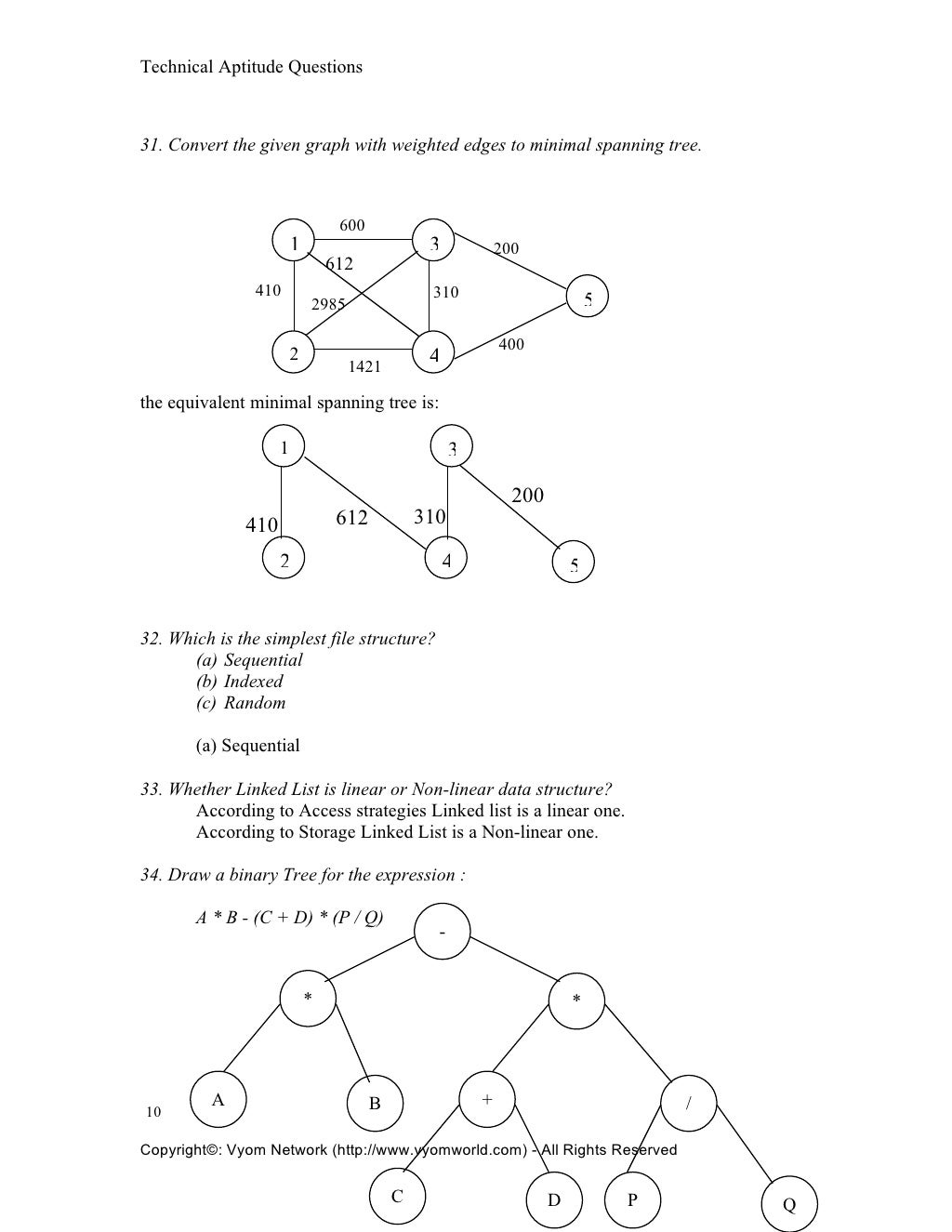 Technical Aptitude Questions
