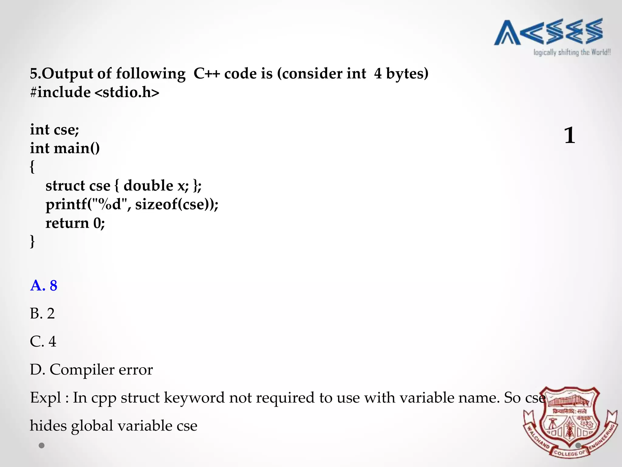 Technical aptitude Test 1 CSE | PPTX