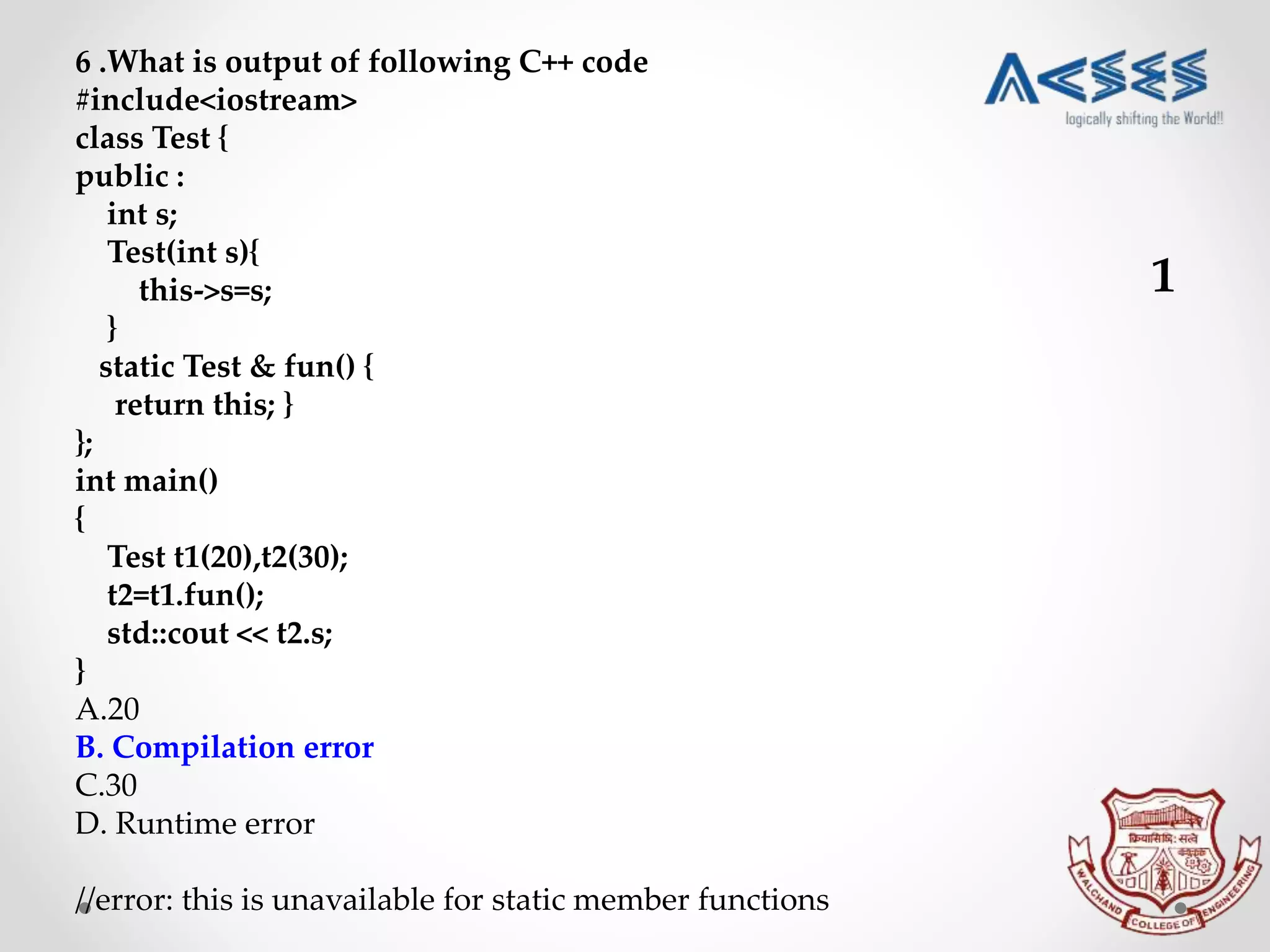 Technical aptitude Test 1 CSE | PPTX