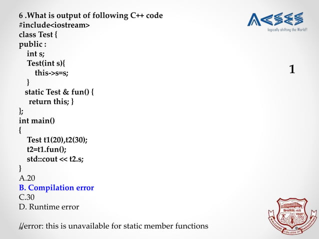 Technical aptitude Test 1 CSE | PPTX