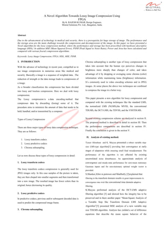 Algorithm for Lossy Image Compression using FPGA | PDF