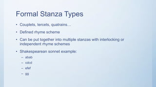 Technical aspects of writing poetry I -structure | PPTX