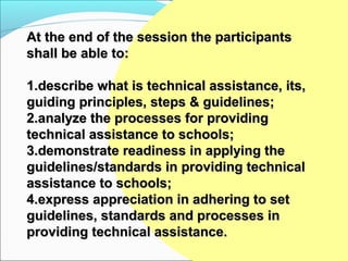 Technical Assistance to Schools | PPT