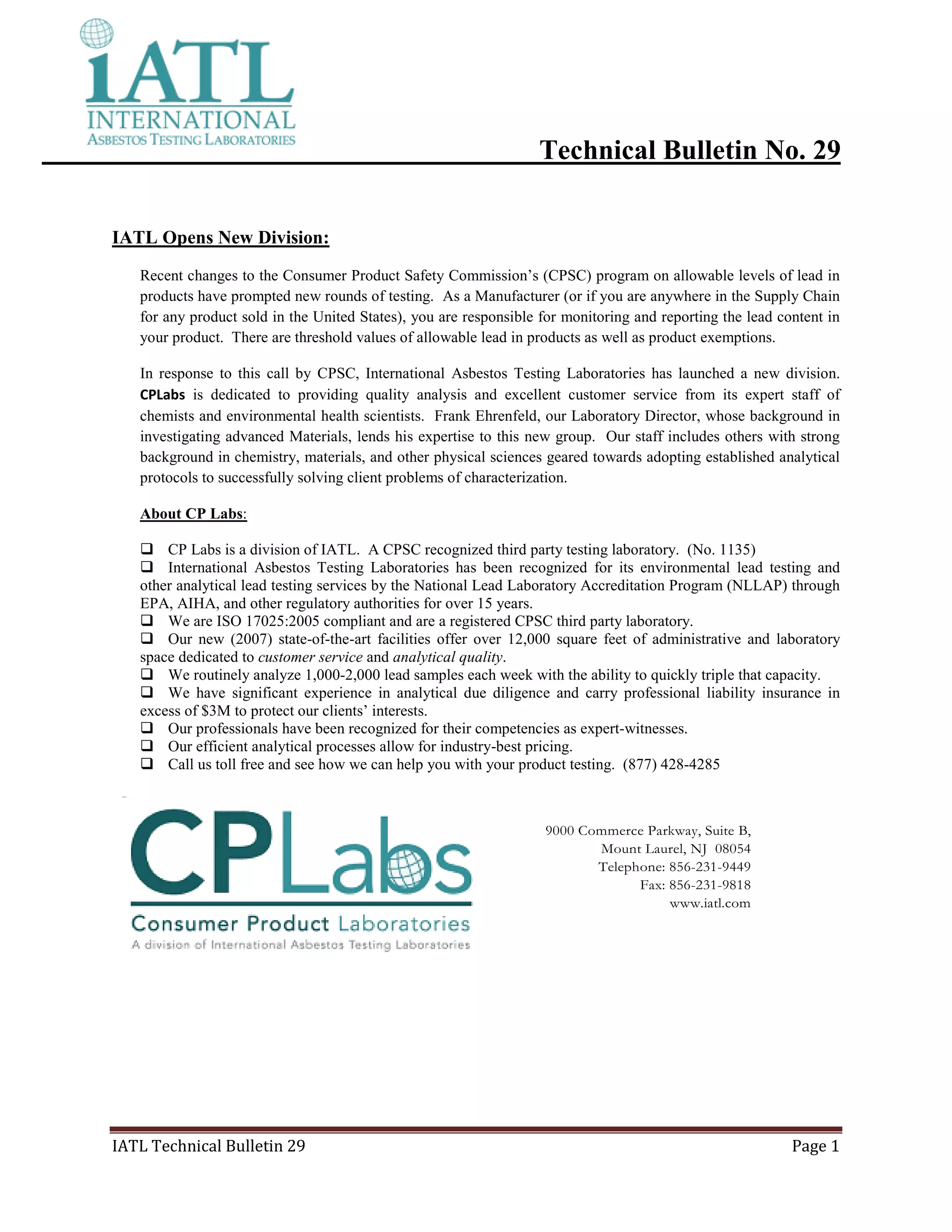 Technical Bulletin No29 | PDF