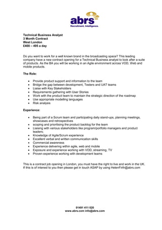 Technical business analyst contract | PDF | Business | Business and Finance