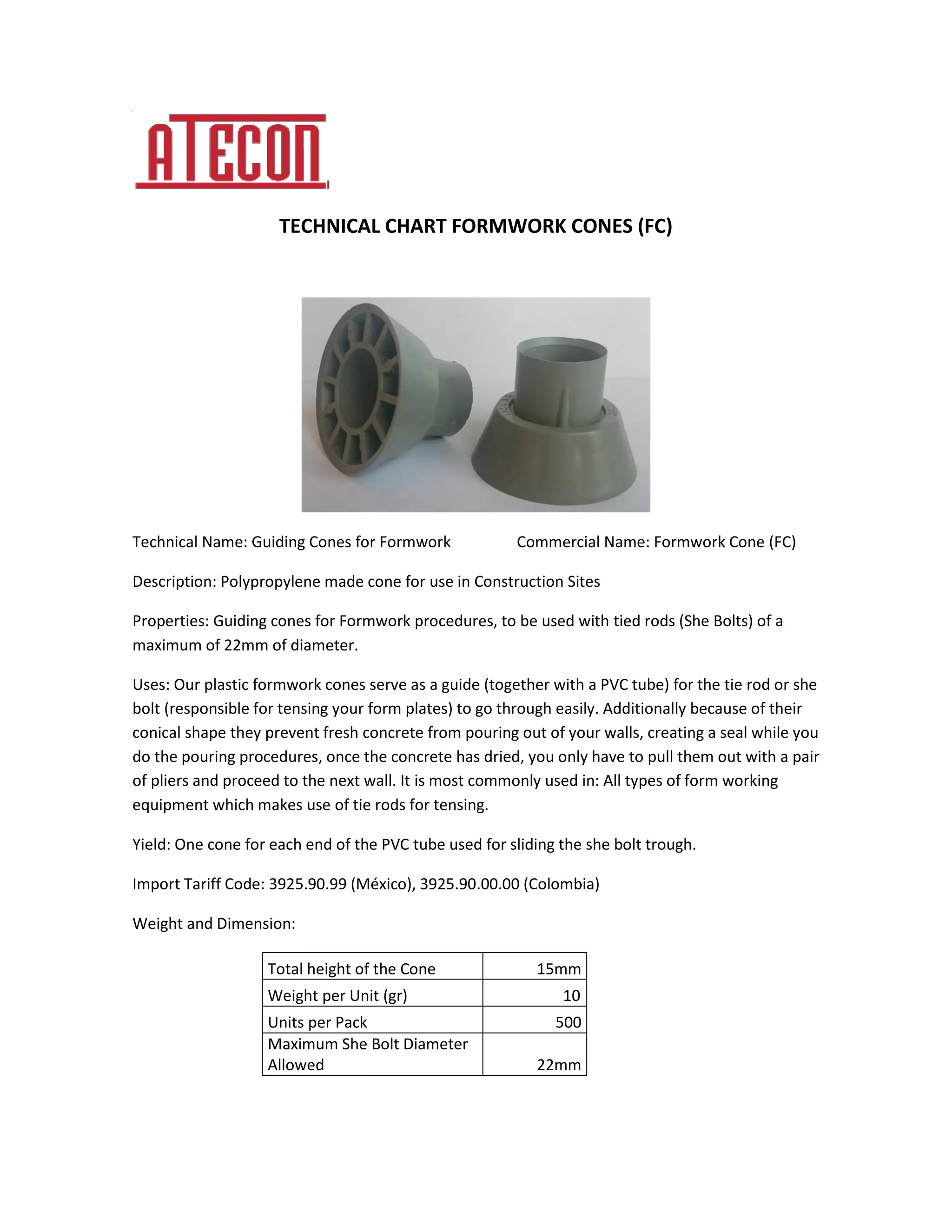 Technical chart formwork cones | PDF