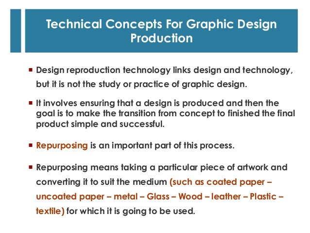 Technical concepts for graphic design production 1