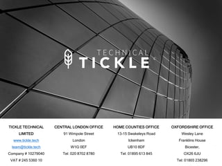 Tickle TECHNICAL Company Profile & Product Portfolio | PDF