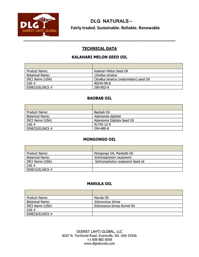 Technical data all oils | PDF