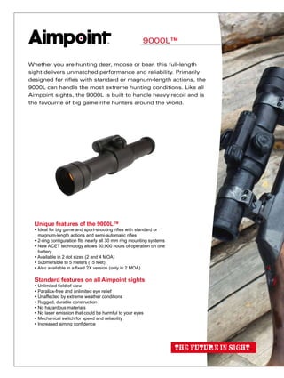 Technical data AIMPOINT 9000L | Optics Trade | PDF | Arms & Ammunition | Sensitive Topics