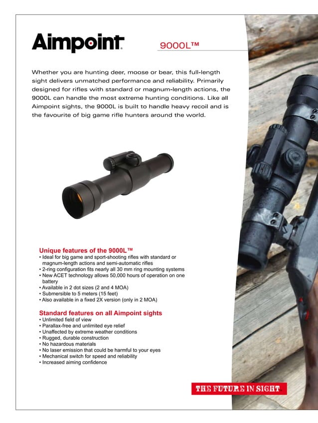 Technical data AIMPOINT 9000L | Optics Trade | PDF | Arms & Ammunition | Sensitive Topics