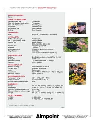 Technical data AIMPOINT 9000L | Optics Trade | PDF | Arms & Ammunition ...