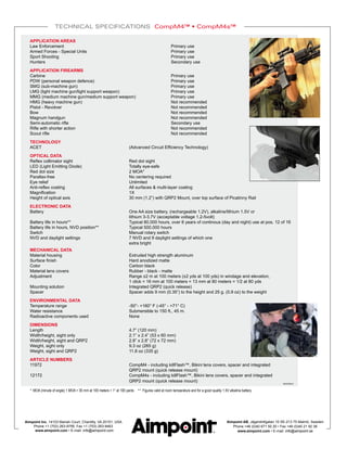 Technical data AIMPOINT CompM4, CompM4s | Optics Trade | PDF