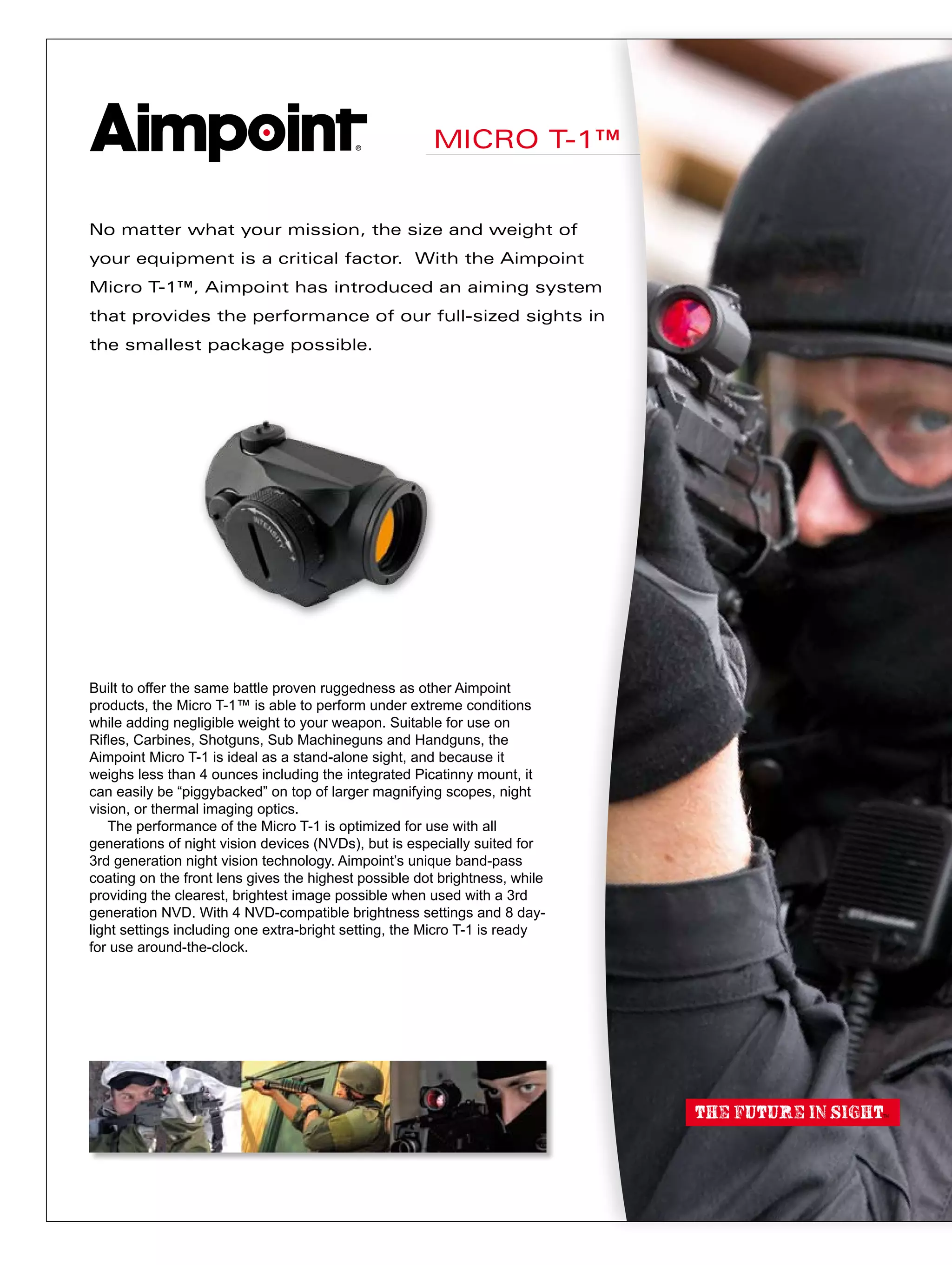 Technical data AIMPOINT Micro T-1 | Optics Trade | PDF