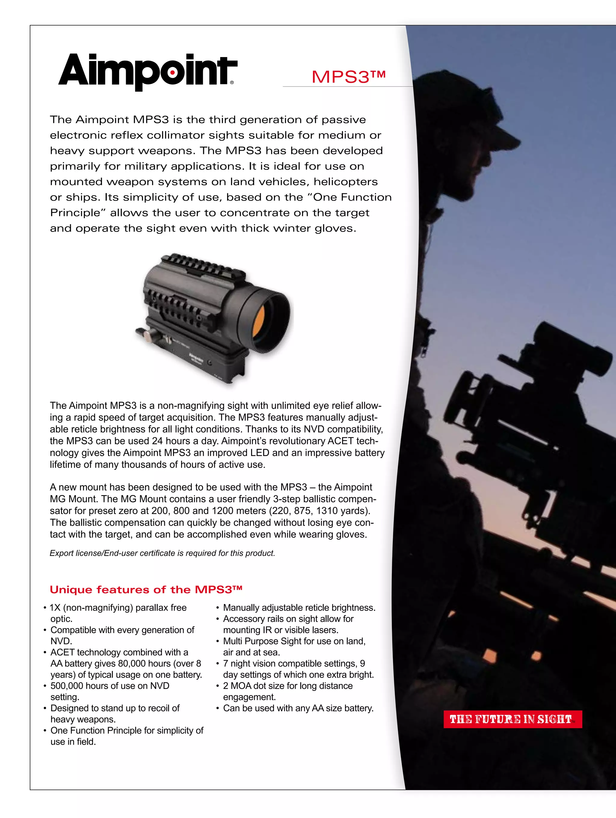 Technical data AIMPOINT MPS3 | Optics Trade | PDF