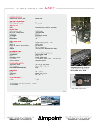 Technical data AIMPOINT MPS3 | Optics Trade | PDF